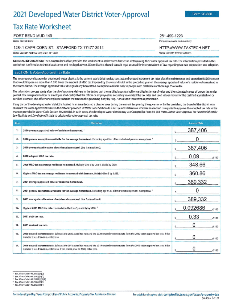 Fillable Online 2021 ESD No. 2 Tax Rate Calculation Worksheet Fax Email ...