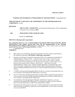 Fillable Online Variation and Amendment to Memorandum of Agreement ...