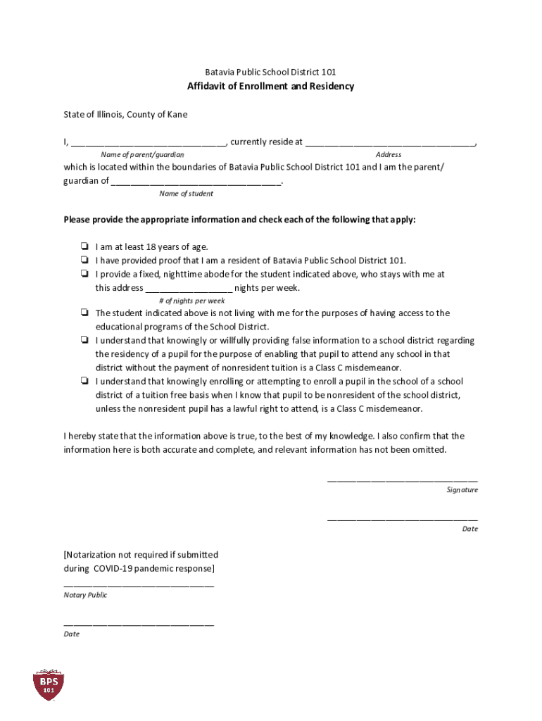 Fillable Online 7:060-E2 Affidavit of Enrollment and Residency When Living ... Fax Email Print ...