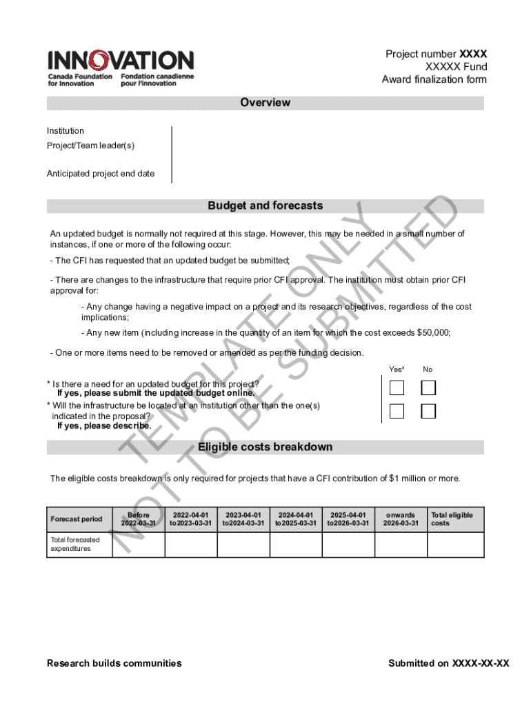 Fillable Online Award finalization form. Award finalization form Fax ...