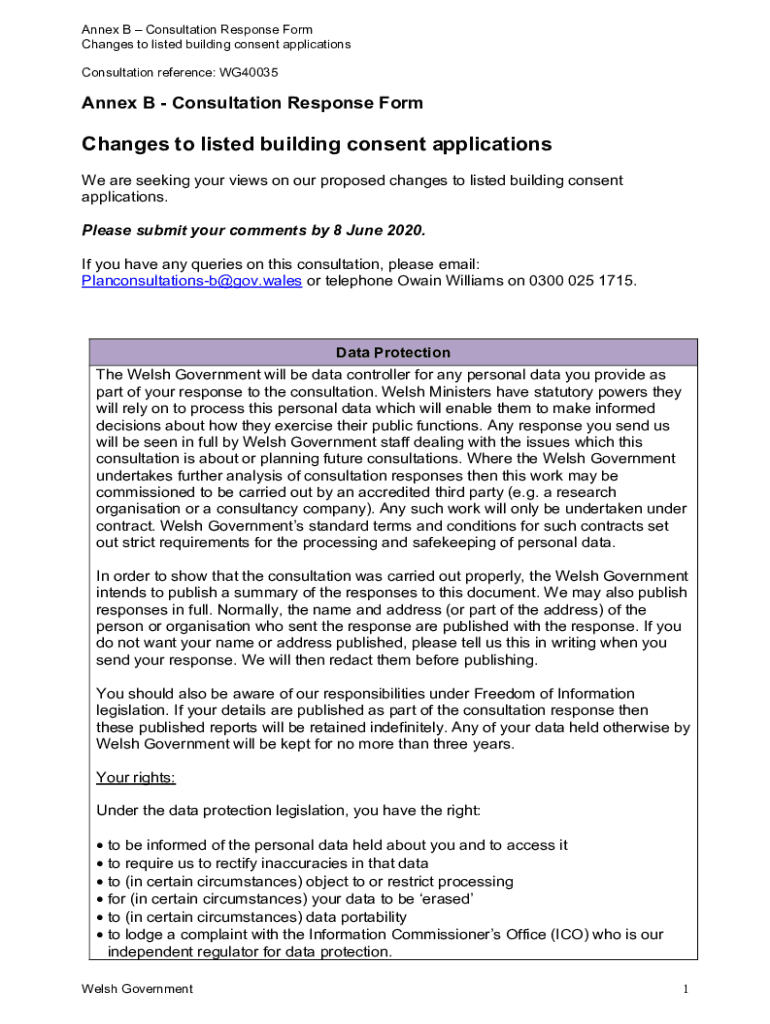 Fillable Online ihbc org IHBC response-form-listed-building-consent ...