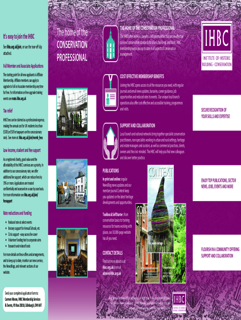Fillable Online ihbc org Application Form - The Institute of Historic ...