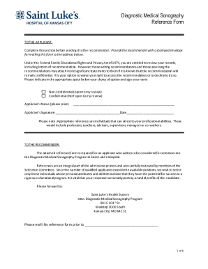 Fillable Online Diagnostic Medical Sonography Reference Form Fax Email ...