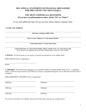 Fillable Online 2021 annual statement of financial disclosure Fax Email Print - pdfFiller