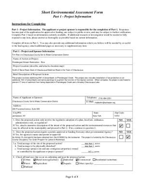 Fillable Online Short Environmental Assessment Form - Chautauqua County ...
