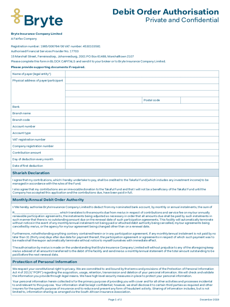 Fillable Online 532) Takaful Debit Order Authorisation FormPROOF 4FINAL ...