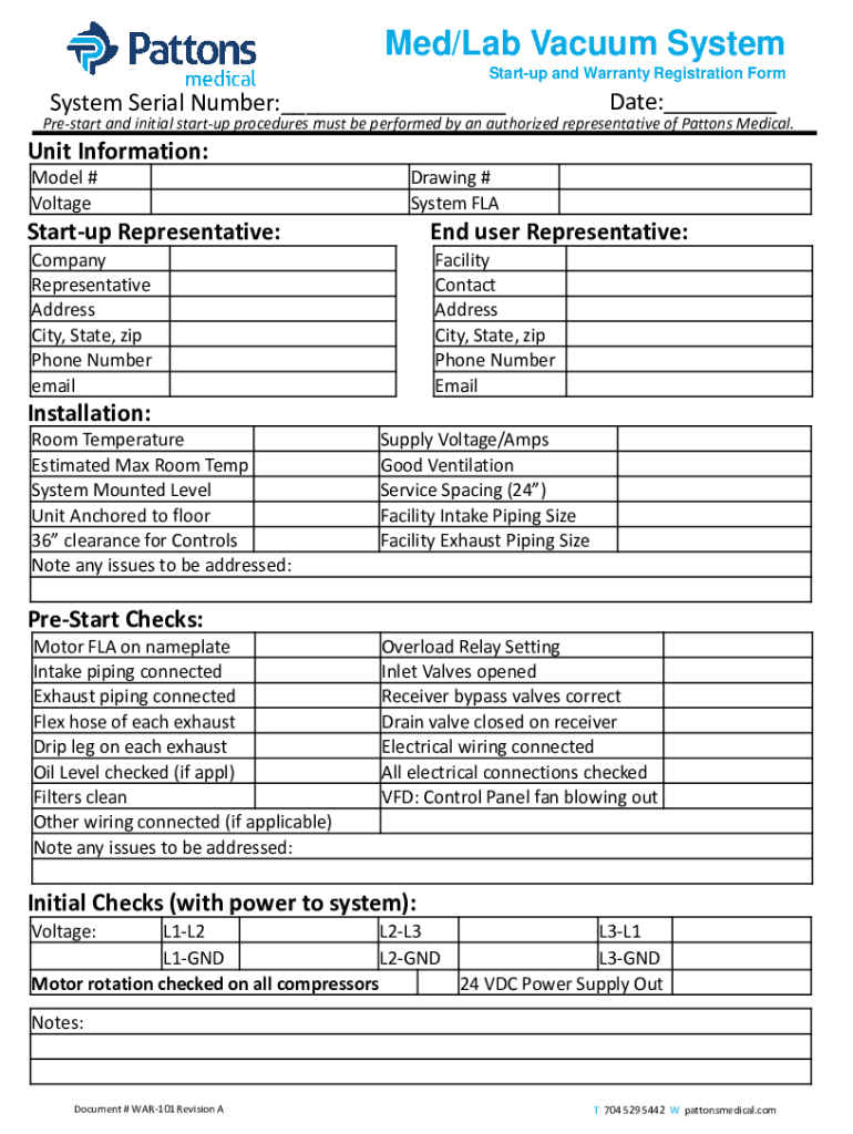 Fillable Online start up form vacuum.xlsx Fax Email Print - pdfFiller