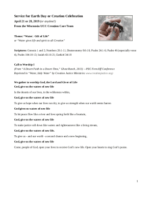 Fillable Online Service for Earth Day or Creation Celebration Fax Email ...