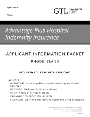 Fillable Online Application for Hospital Indemnity Insurance Plan Fax ...