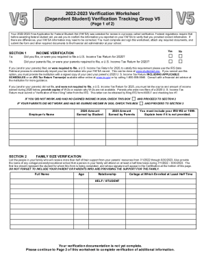 Fillable Online 2022-2023 Verification Worksheet (Dependent Student) Verification ... Fax Email ...