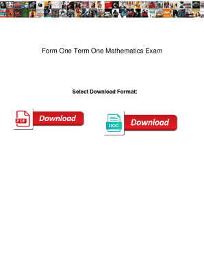 Fillable Online Form One Term One Mathematics Exam. Form One Term One ...