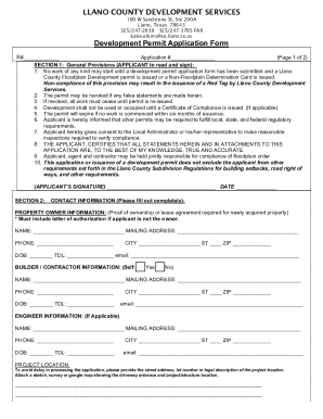 Fillable Online Development Permit Application Form - Llano County Fax ...