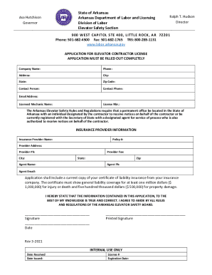 Fillable Online Elevator Inspection and Permits - Arkansas Department ...