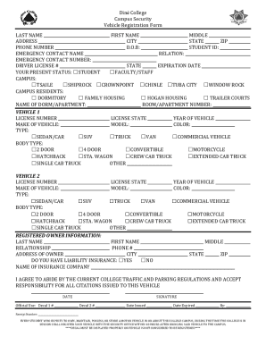 Fillable Online Student Vehicle Registration Form - Rhodes State ...