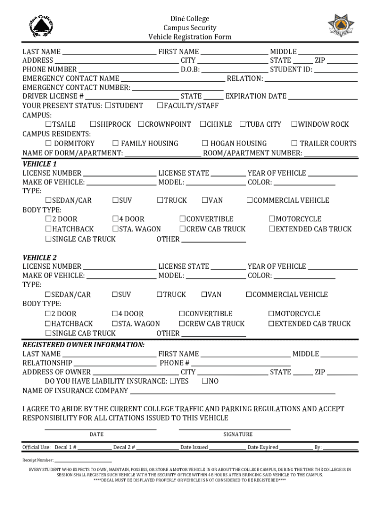 Fillable Online Student Vehicle Registration Form - Rhodes State ...