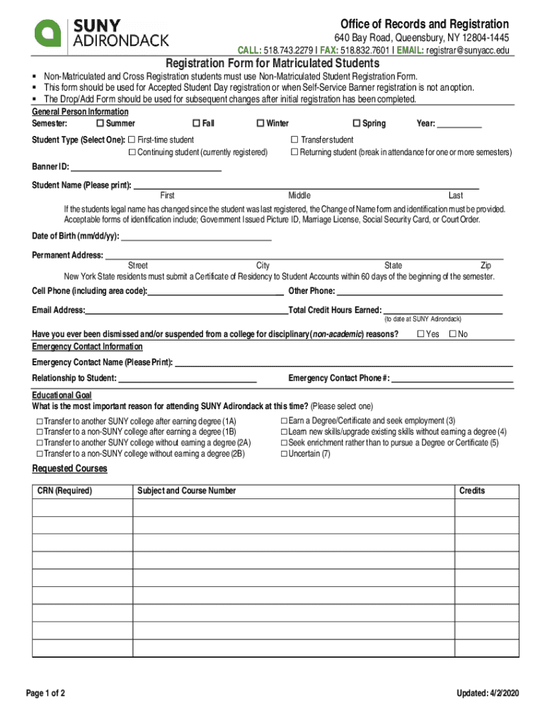 Fillable Online Independent Study Request FormSUNY Adirondack Fax Email ...