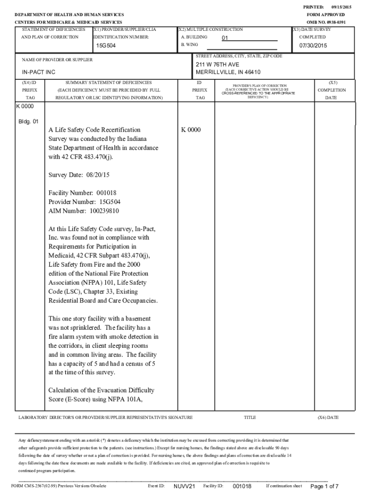 Fillable Online Life Safety Code Recertification Survey Fax Email Print ...