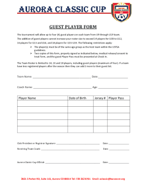 Fillable Online GUEST PLAYER FORMDigitalOcean Fax Email Print - pdfFiller