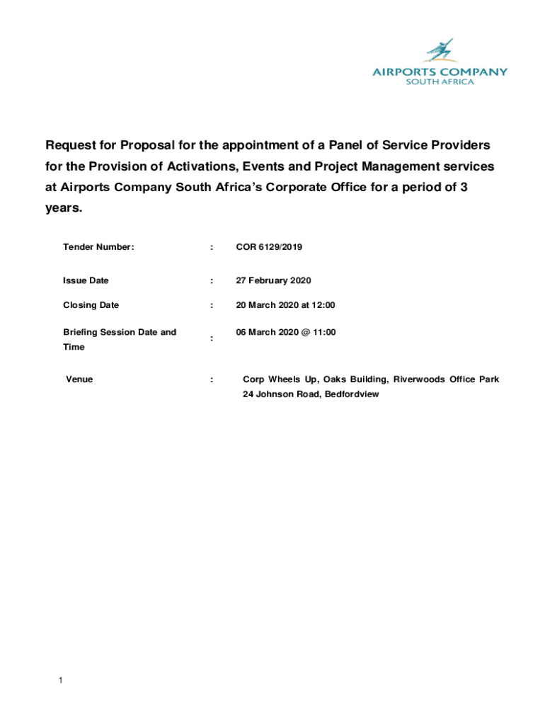 Fillable Online Request for Proposal for the appointment of a Panel of ...