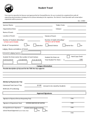 Fillable Online BSU/NTC Student Travel Request and Authorization Form ...