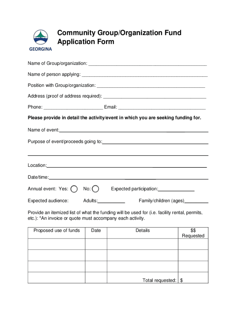 Fillable Online Community Initiatives Fund. Individual/community group ...