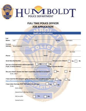 Fillable Online police department job application form Fax Email Print ...