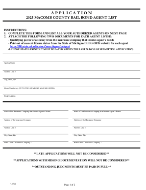 Fillable Online LIST OF FORMS AND DOCUMENTS REQUIRED IN BAIL ... Fax ...