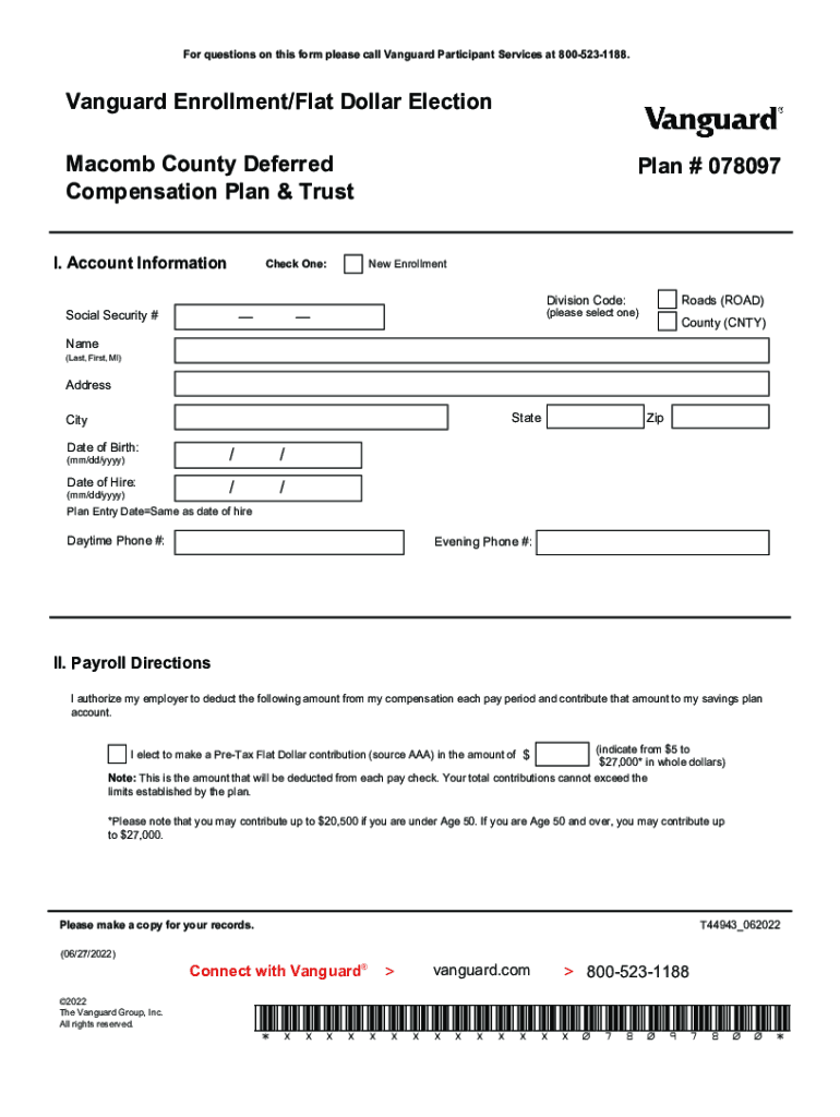 Fillable Online Fillable Online macombcountymi Vanguard Enrollment Form ...