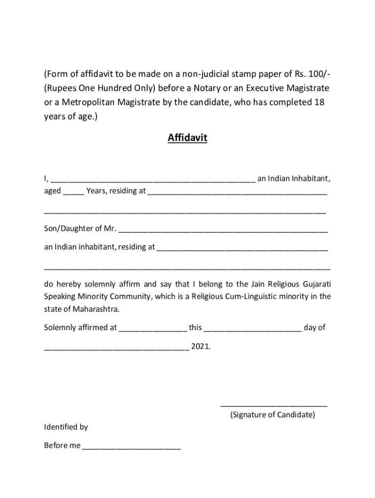 Fillable Online AFFIDAVIT (On Non-Judicial Stamp Paper of requisite ...