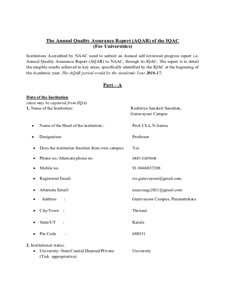 Fillable Online The-Annual-Quality-Assurance-Report-for-NAAC-2014-15 ...