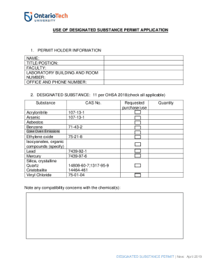 Fillable Online Use of Designated Substance Permit Application Fax ...
