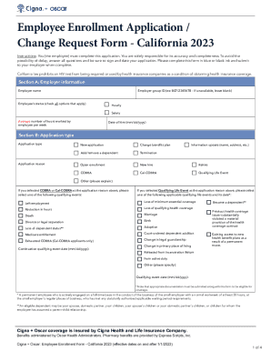 Fillable Online Employee Enrollment Application / Change Request Form ...