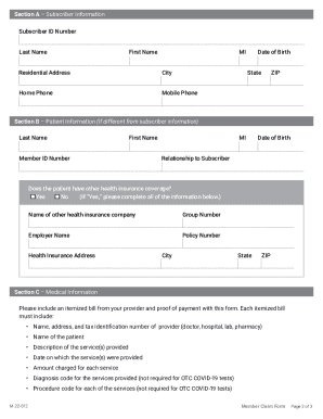 Fillable Online Member Claim Form - Sutter Health Plus Fax Email Print - pdfFiller