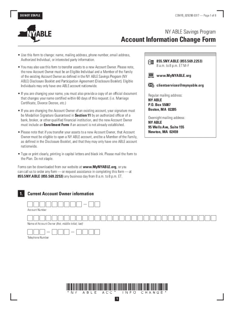 Fillable Online Account Information Change Form. Account Information ...