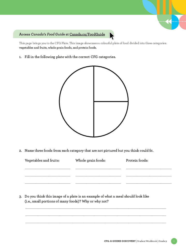 Fillable Online student workbook - of Canada's Food Guide Fax Email ...