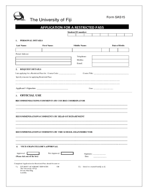 Fillable Online Application form - The University of Fiji Fax Email ...
