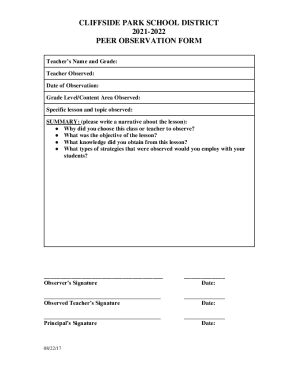 Fillable Online Peer Observation Form Fax Email Print - pdfFiller