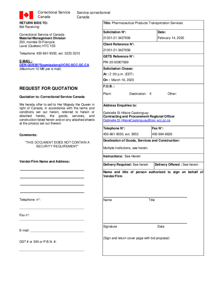 Fillable Online Title: Pharmaceutical Products Transportation Services ...