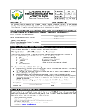 Fillable Online gs form no. 28 - marketing and-or promotion request - PAGCOR Fax Email Print ...