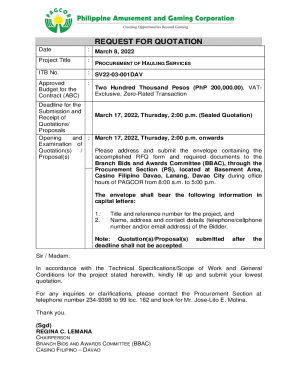 Fillable Online REQUEST FOR QUOTATION - Philippine Coast Guard Fax Email Print - pdfFiller