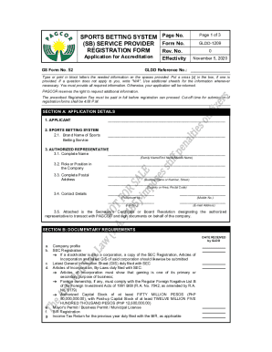 Fillable Online GS Form No. 52 - Sports Betting System (SB) Service ...
