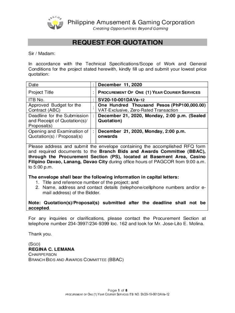Fillable Online Philippine Amusement & Gaming Corporation - PAGCOR Fax Email Print - pdfFiller