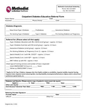 Fillable Online Diabetes Education Referral Form - Fraser Health Fax ...