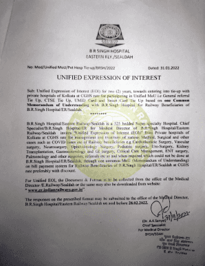 Fillable Online UNIFIED EXPRESSION OF INTEREST - Eastern Railway Fax ...