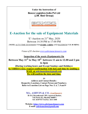 Fillable Online E-Auction for the sale of Equipment Materials Fax Email ...