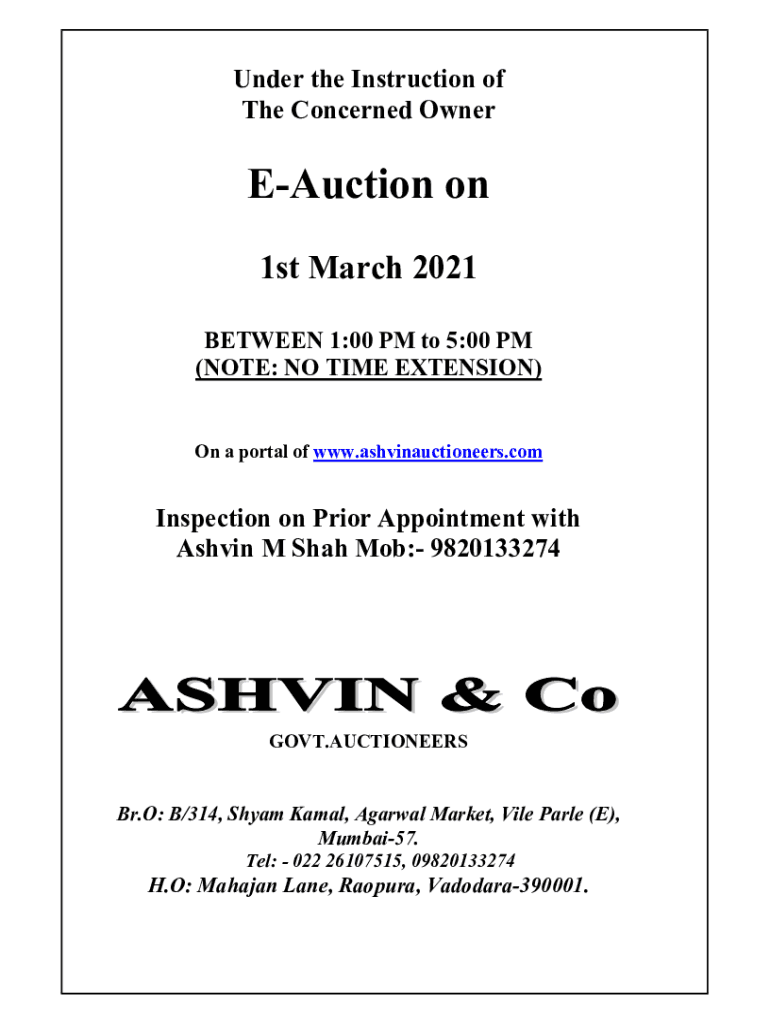 Fillable Online Revised E-Auction catalog of Wada Property Fax Email ...