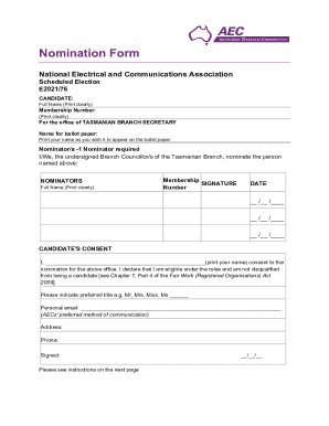 Fillable Online NOMINATION FORM - Australian Medical Association Fax ...