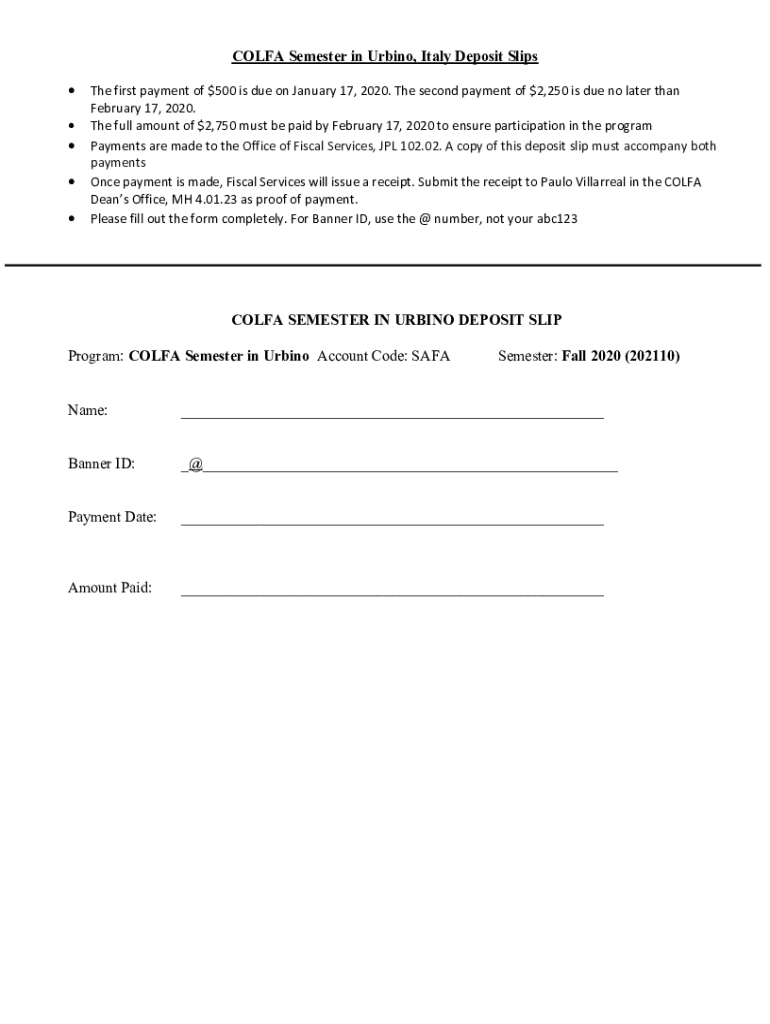 Fillable Online University of Texas - COLFA Semester in Urbino, Italy Fax Email Print - pdfFiller