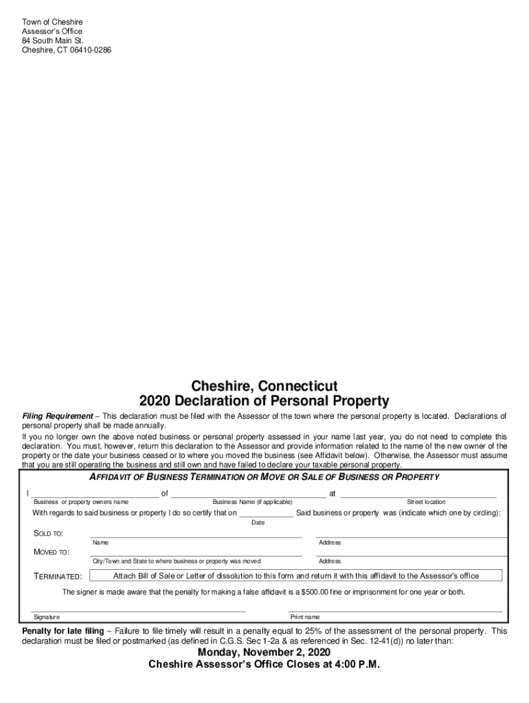 Fillable Online File Your Declaration With Assessor's Office By Nov. 1 Fax Email Print - pdfFiller