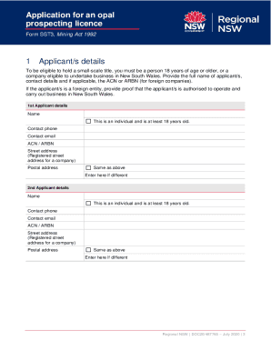 Fillable Online LR3-SST3 Application for an opal prospecting licence ...